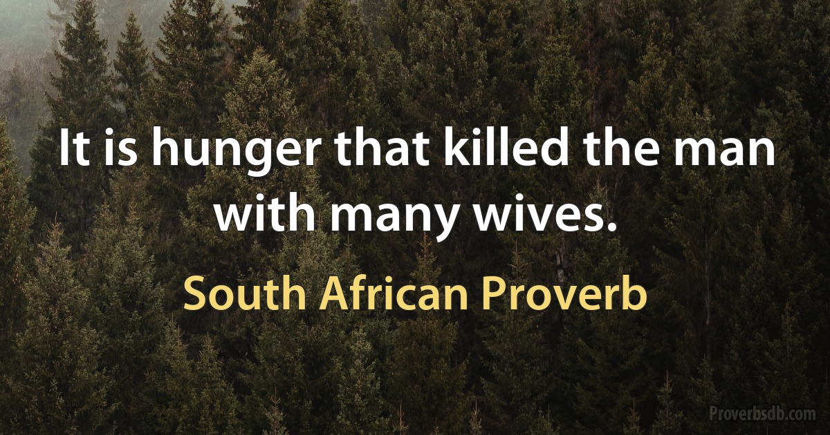 It is hunger that killed the man with many wives. -... - Proverbsdb.com